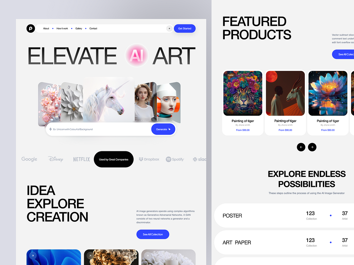 Elevate AI Art - Modern Website Design by Orbix Studio on Muzli