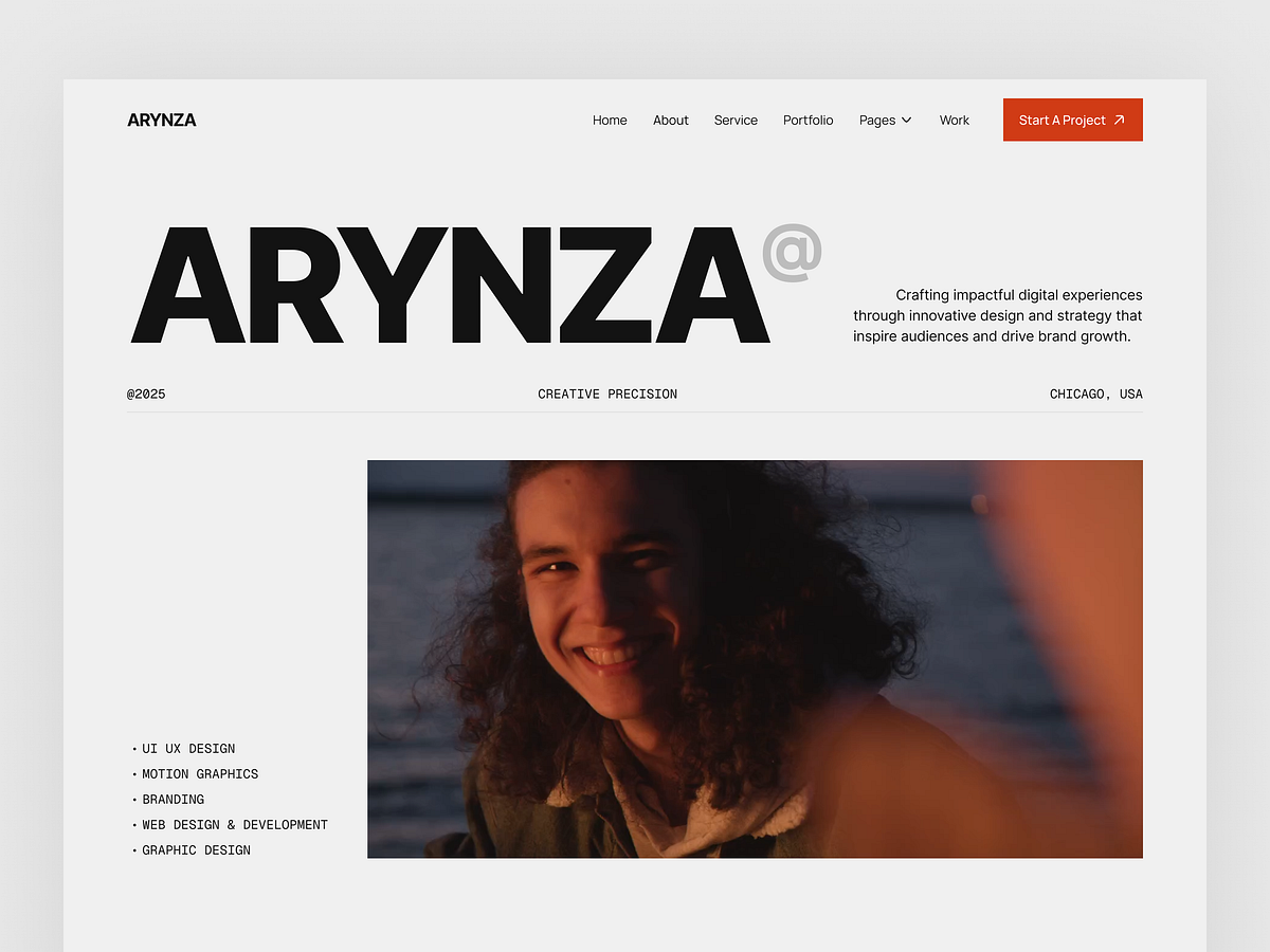 ARYNZA – Minimal Creative Agency Website UI by Orbix Studio on Muzli