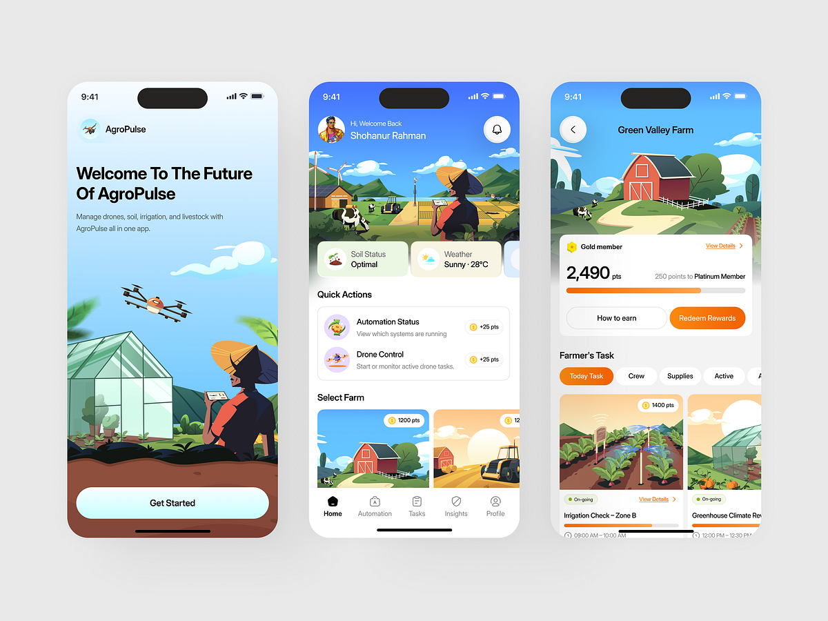 Smart Farming App | AgriPulse Mobile App UI by Orbix Studio on Muzli