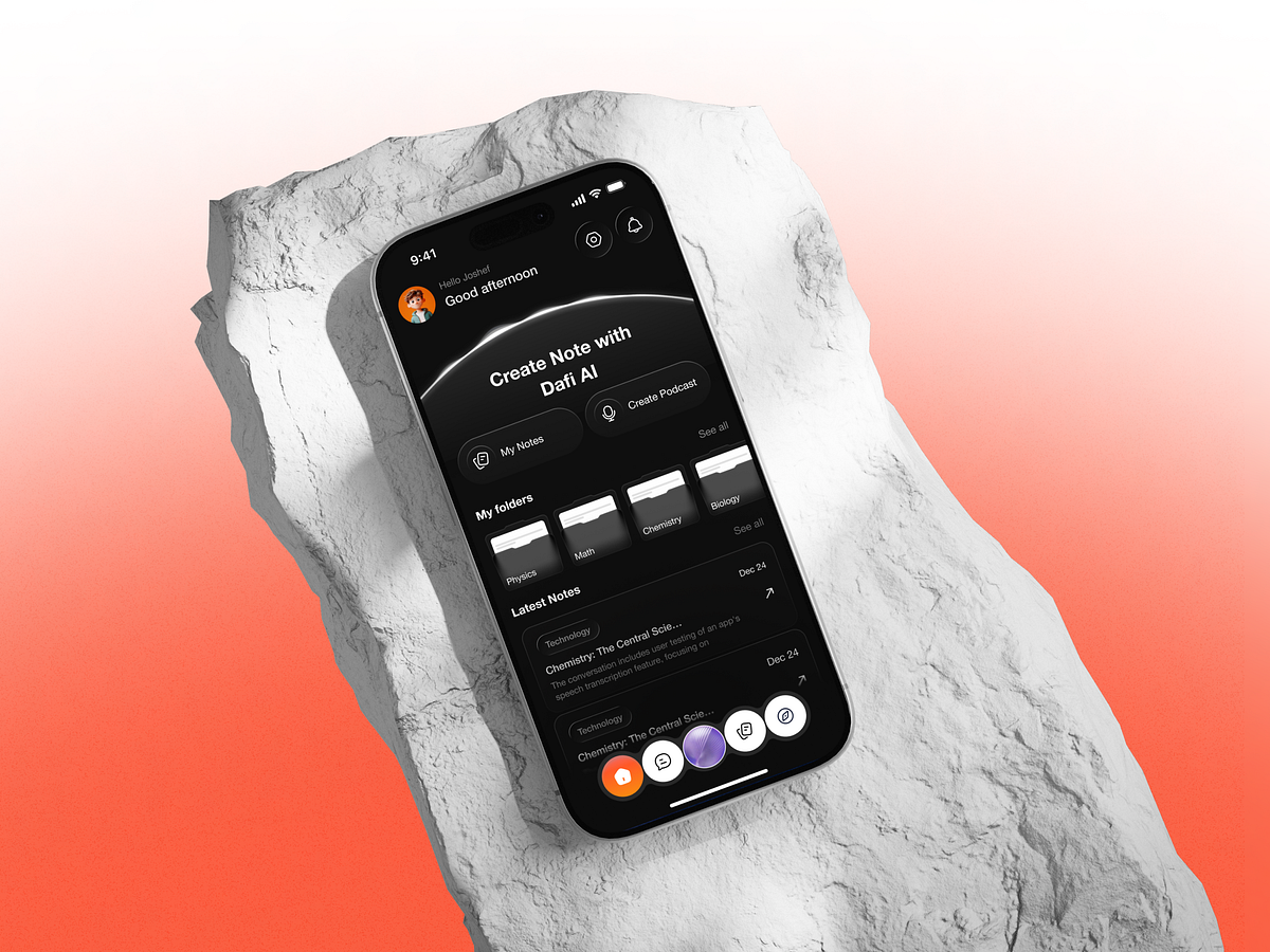 AI Auto Note-Taking App - Dafi AI Mobile UI Design by Orbix Studio on Muzli