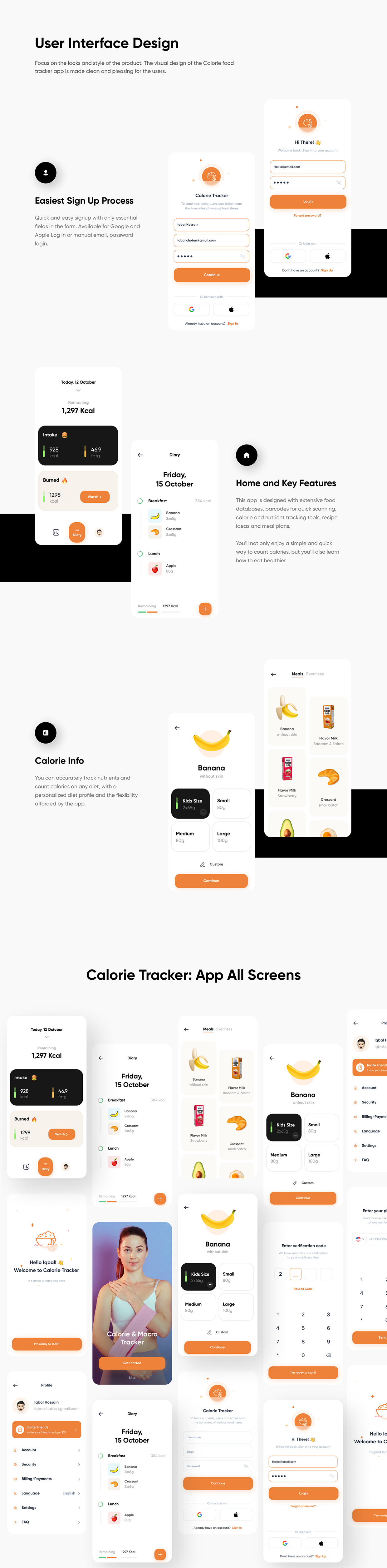 Calorie Tracker App UI/UX Case Study by Iqbal Hossain on Muzli