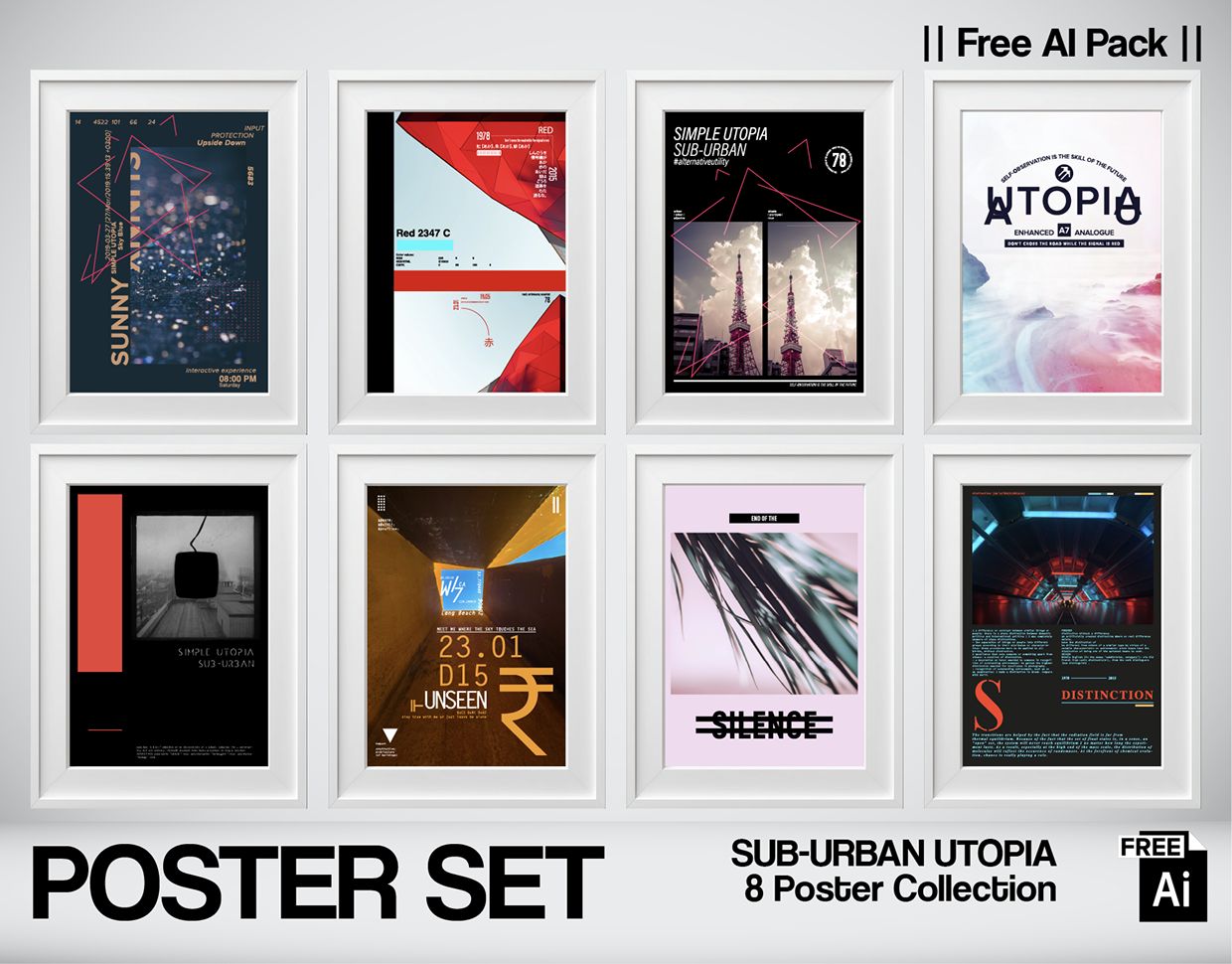 SUB-URBAN UTOPIA — Free 8-Poster AI Pack by Serkan KÖSEMEK on Muzli