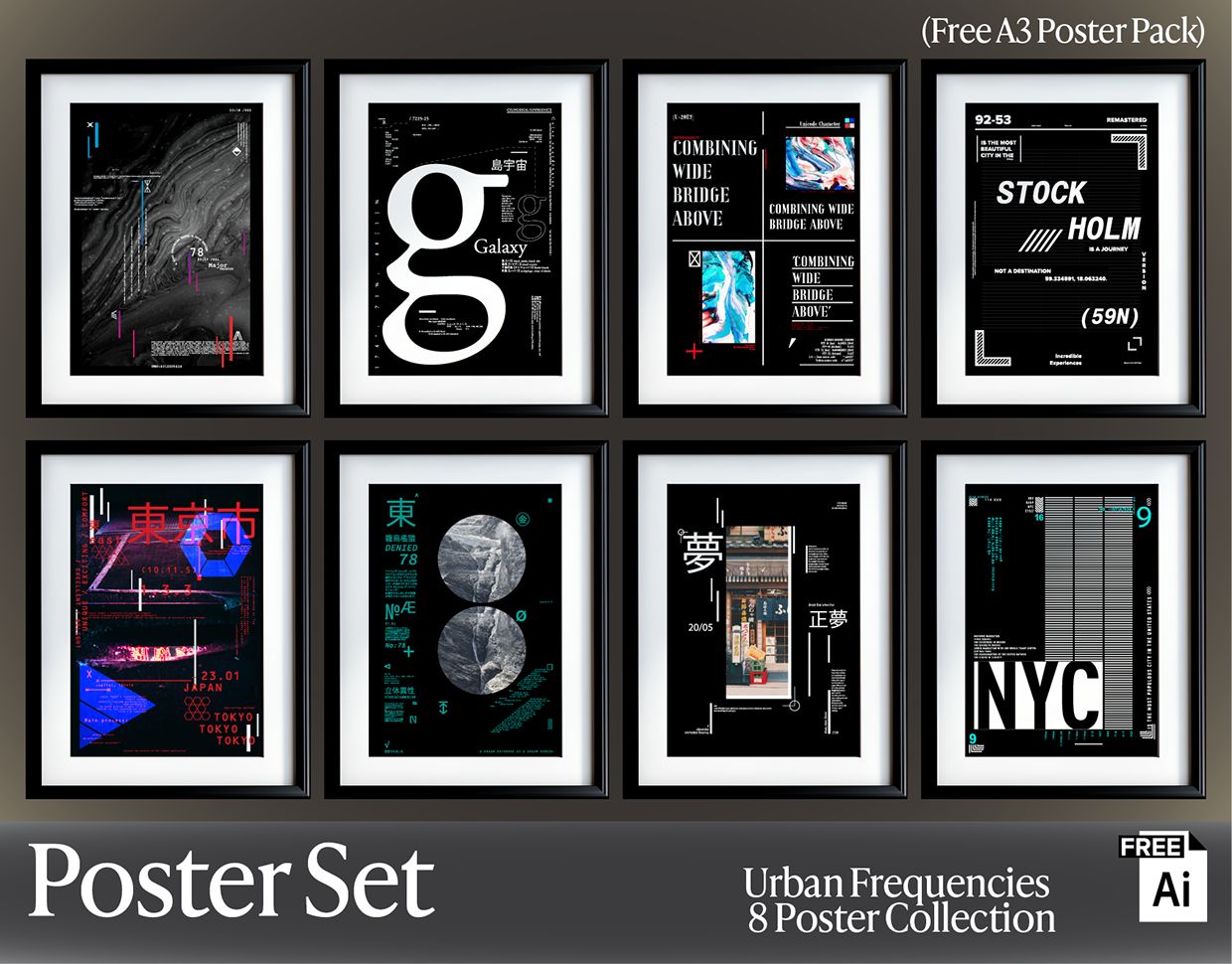 Urban Frequencies — 8 Futuristic Posters (Free AI Pack) by Serkan ...