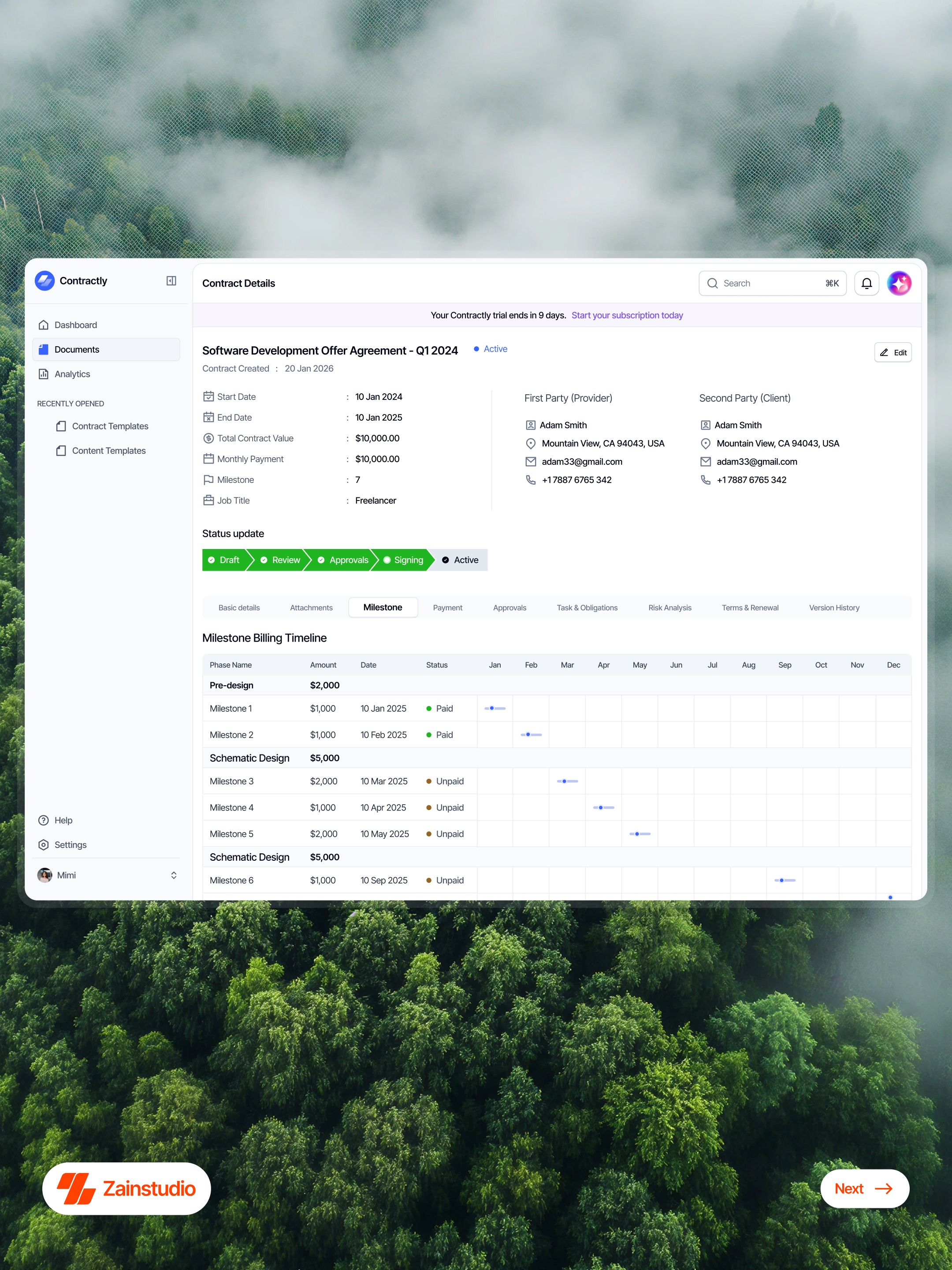 Contract Milestones Dashboard Design by Zainstudio on Muzli