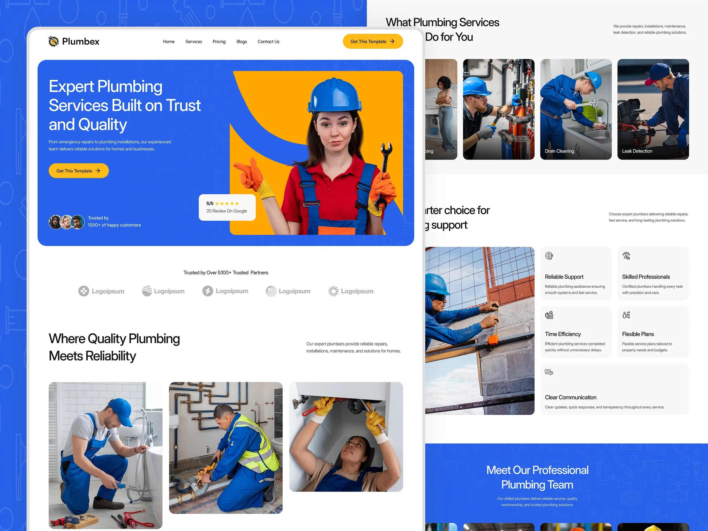 Plumbex- Plumbing Service Template by Pixcut Studio LLC on Muzli