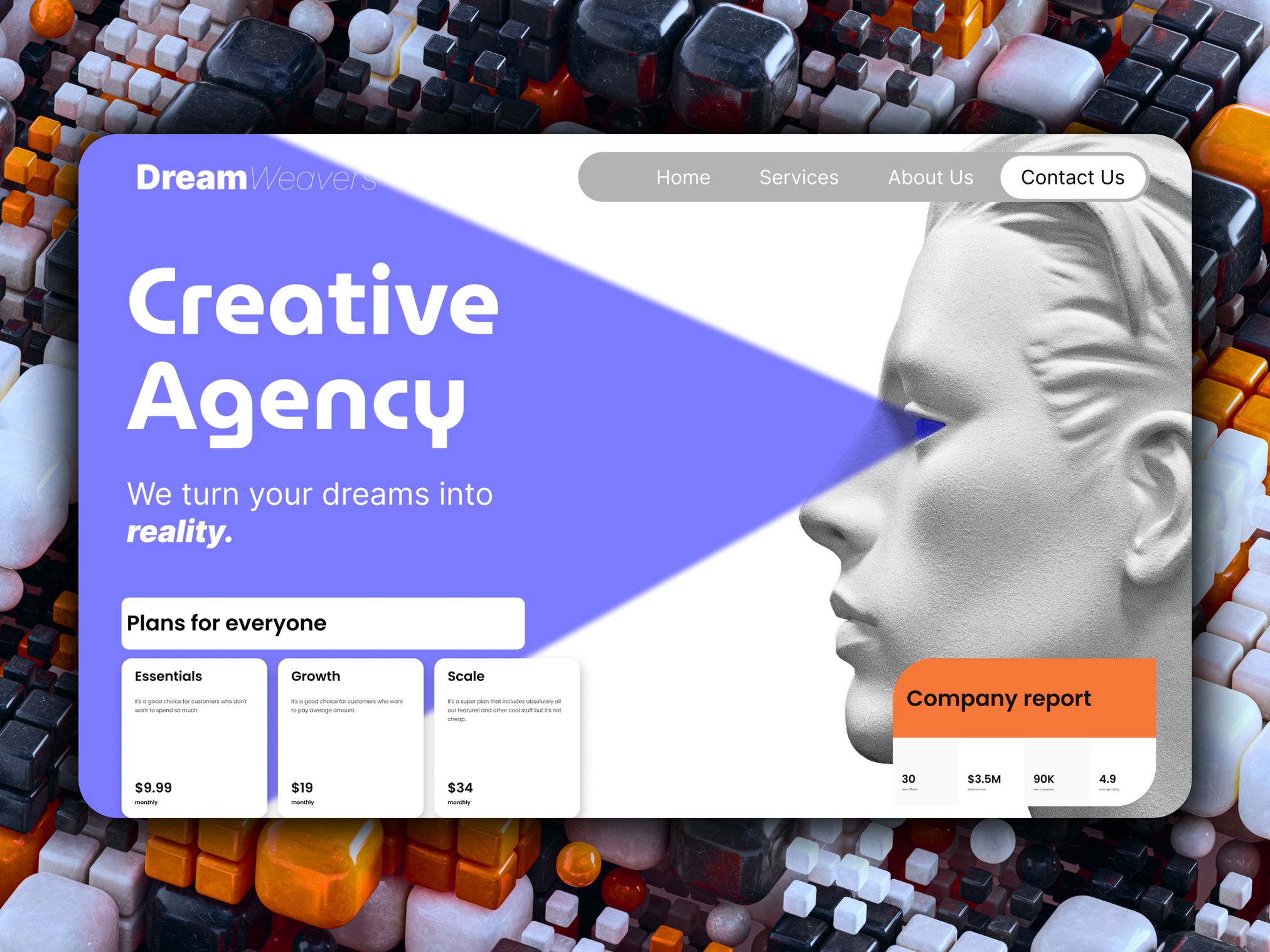 Hero Section UI Design for a Creative Agency by Sanket Vasoya on Muzli