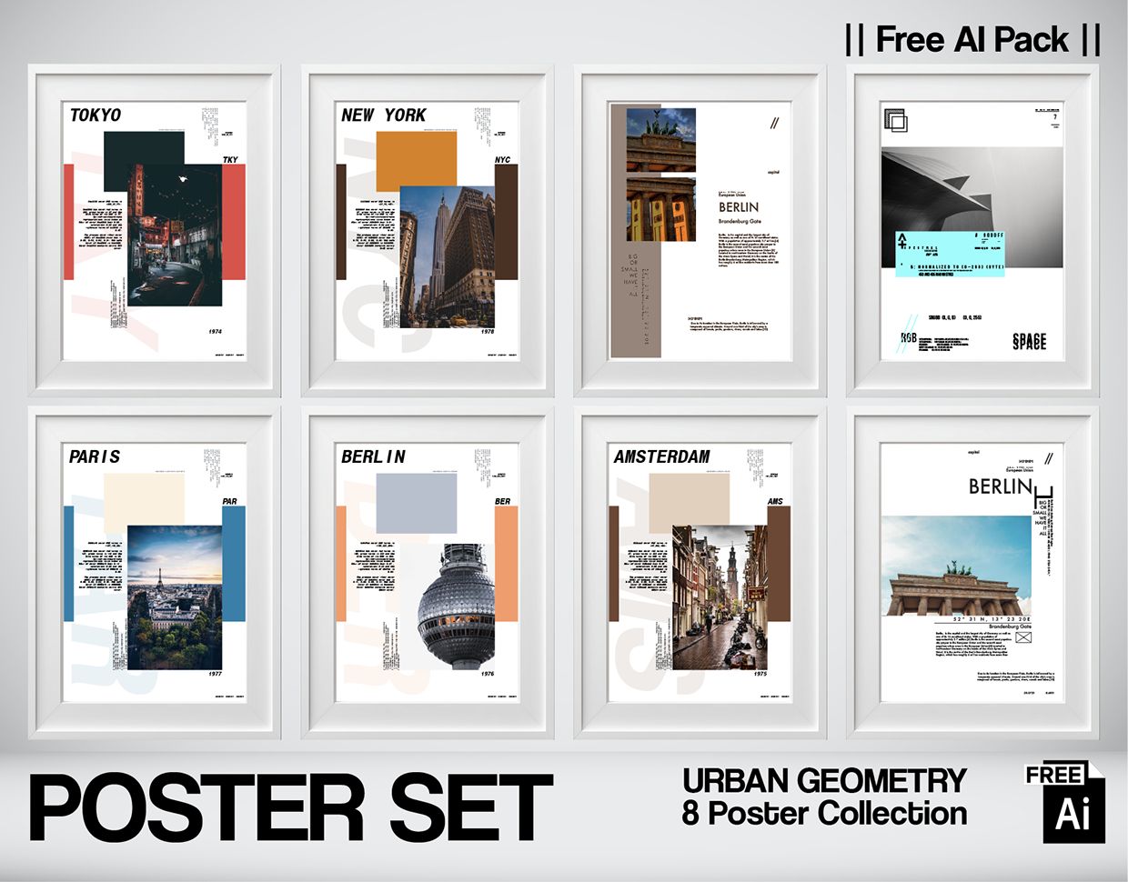 URBAN GEOMETRY - Modern Travel and City Posters by Serkan KÖSEMEK on Muzli