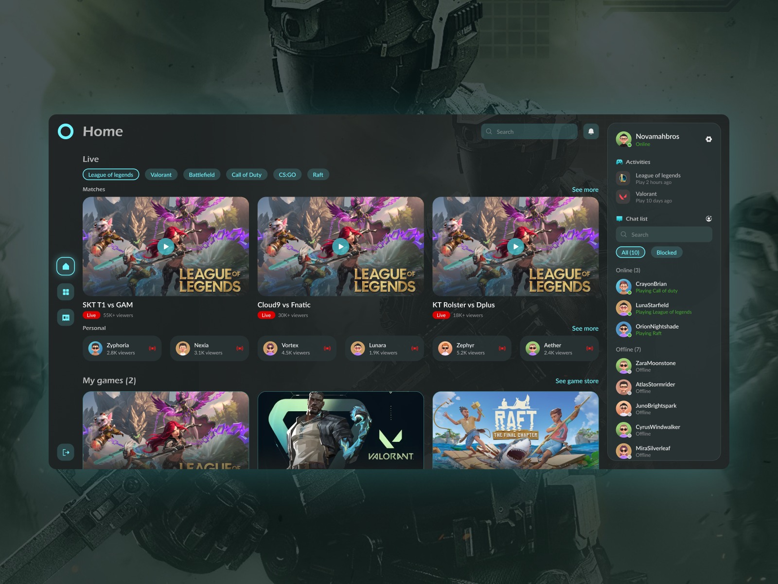 Concept: game dashboard by Ho Quan on Muzli