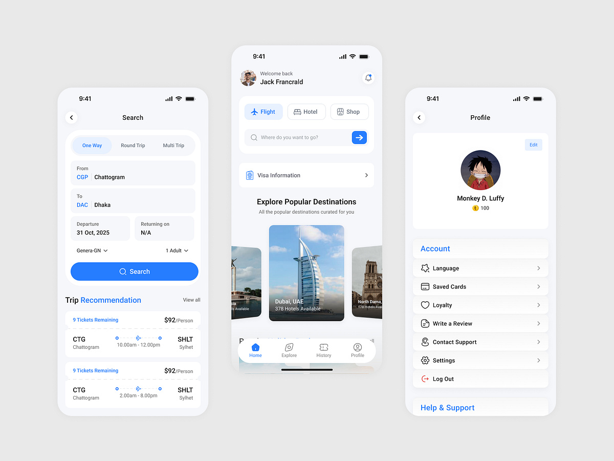 Travel Booking App – Modern Mobile UI/UX Design by OrbiSplash 💫 on Muzli