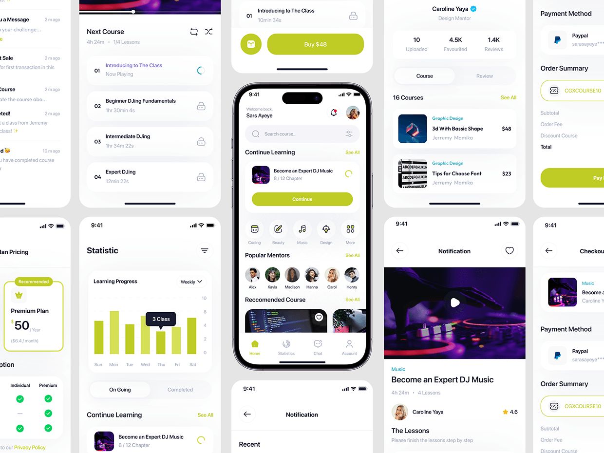 Online Course UI Kit Mobile App Design Template by Moni Studio on Muzli